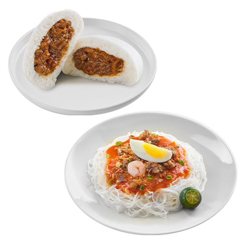M1. Pancit Palabok with Siopao Asado